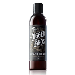 The Rugged Bros Beard Wash : for Face and Beards - Natural Shampoo Made with Organic Aloe Vera Leaf Juice - Cleanses Facial Oil and Dirt While Softening and Moisturizing (Citrus & Spice)