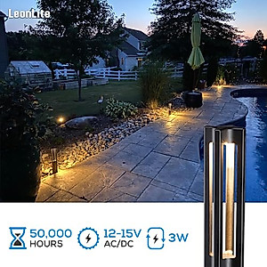 LEONLITE 12-Pack Low Voltage Landscape Lights, Unique Lighting Effects LED 172LM 3W 12-15V AC/DC, IP65, Aluminum Outdoor Driveway/Pathway Light, 3000K Warm White, Black Finish