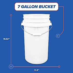 EPackage Supply 7 Gallon Plastic Bucket I Heavy Duty I Food Storage, BPA-Free I 90 Mil All Purpose Pail I Heavy Duty I White (1 Count)