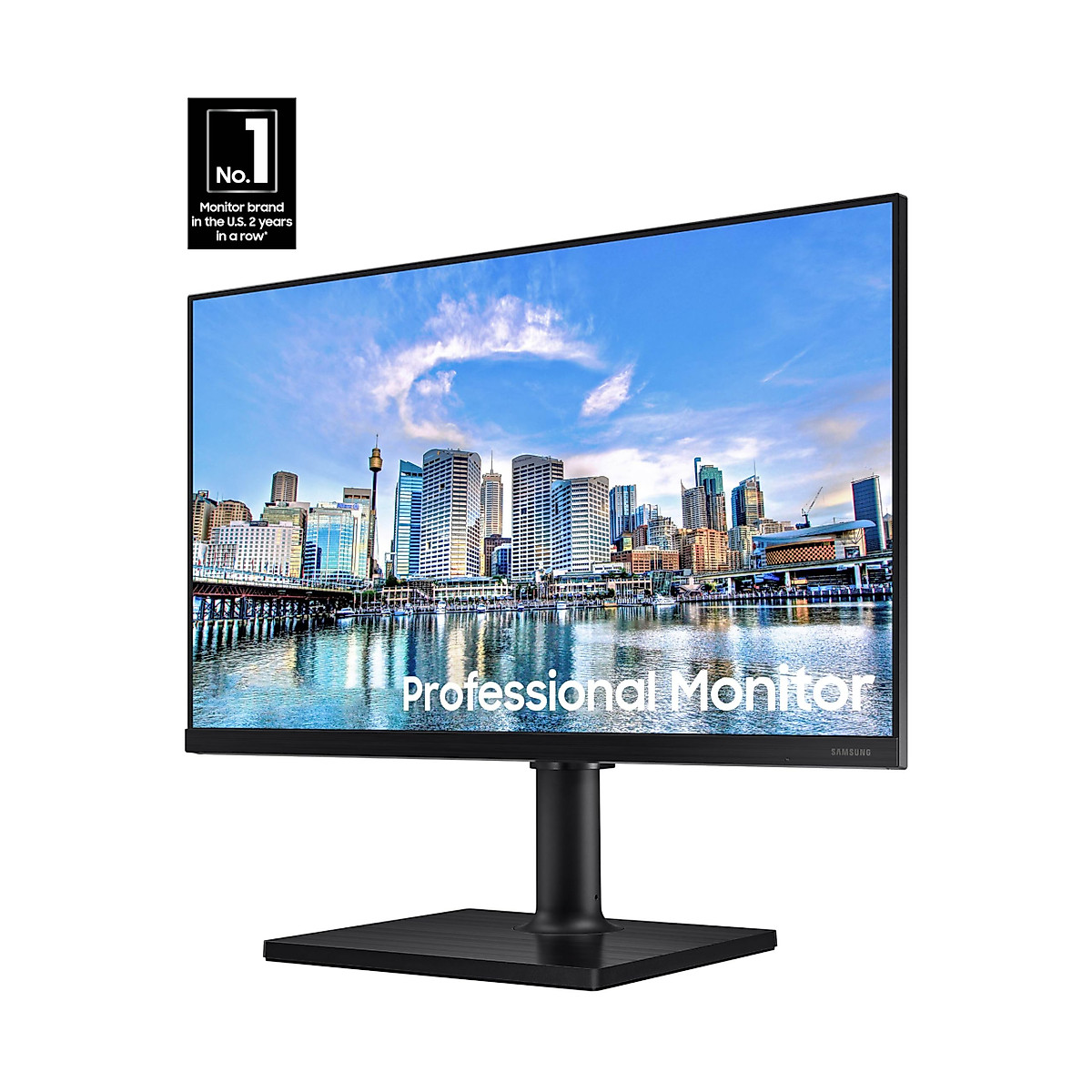SAMSUNG FT45 Series 24-Inch FHD 1080p Computer Monitor, 75Hz, IPS Panel, HDMI, DisplayPort, USB Hub, Height Adjustable Stand, 3 Yr WRNTY (LF24T454FQNXGO),Black