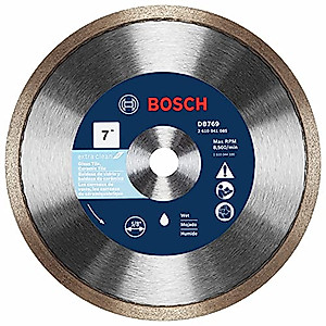 BOSCH DB769 7 In. Rapido Premium Continuous Rim Diamond Blade with 5/8 In. Arbor for Wet Cutting Applications in Glass Tile, Ceramic Tile