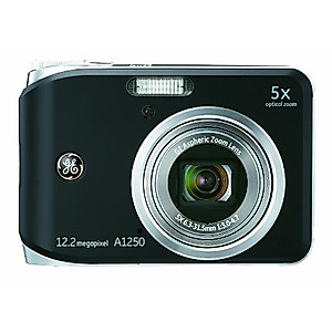 GE A1250-BK 12MP Digital Camera with 5X Optical Zoom and 2.5 Inch LCD with Auto Brightness - Black