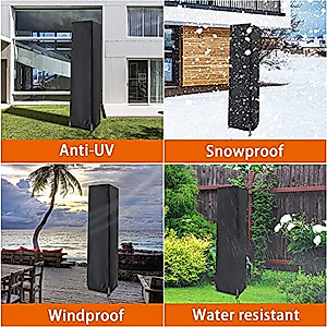 Aidetech Patio Heater Cover, Outdoor Standing Square Heater Covers with Zipper Waterproof Windproof Thicker Oxford (Black, 87" H x 21" W x 24" D Inch)