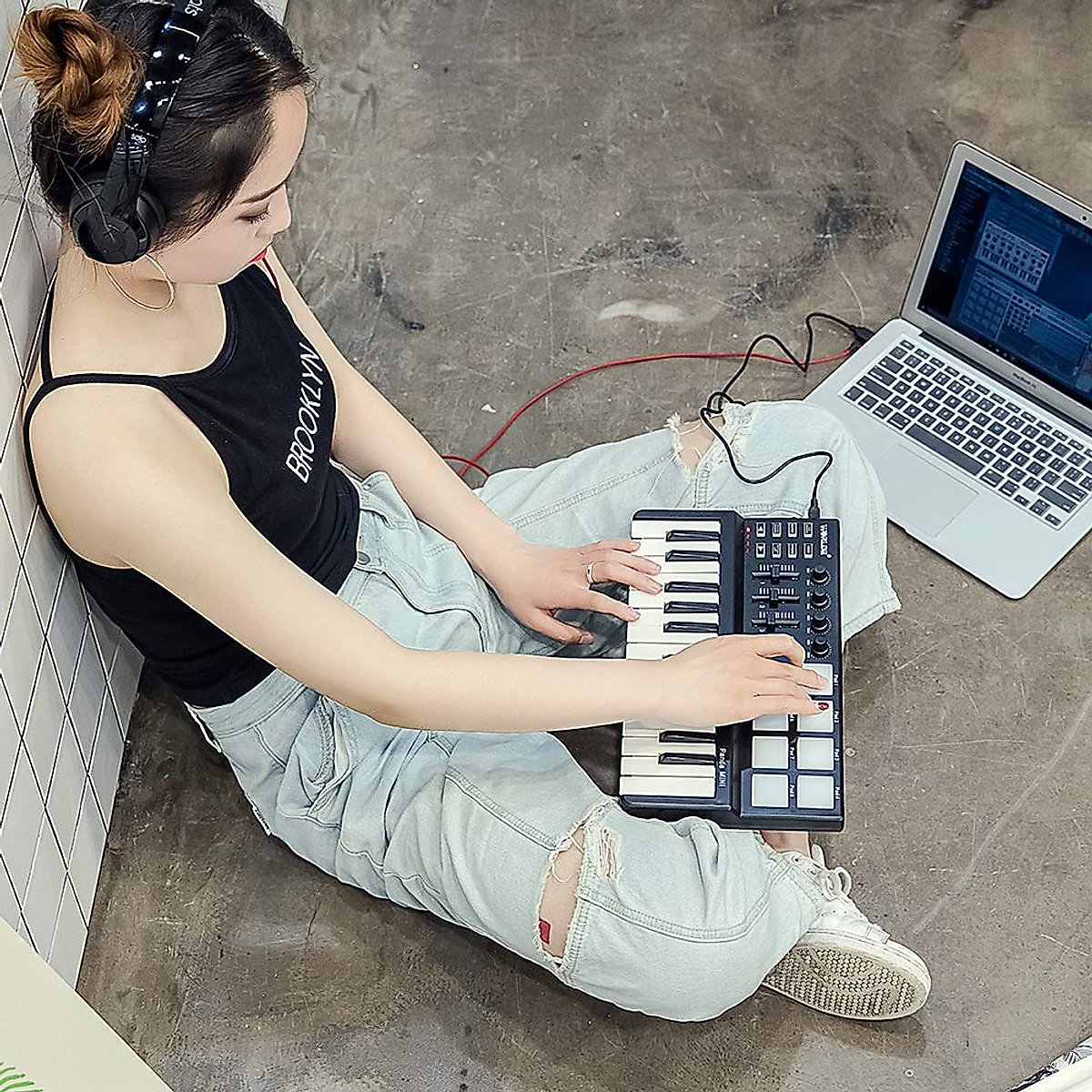 Btuty 25-Key MIDI Keyboard Panda mini Portable Mini Drum Pad MIDI Controller, USB