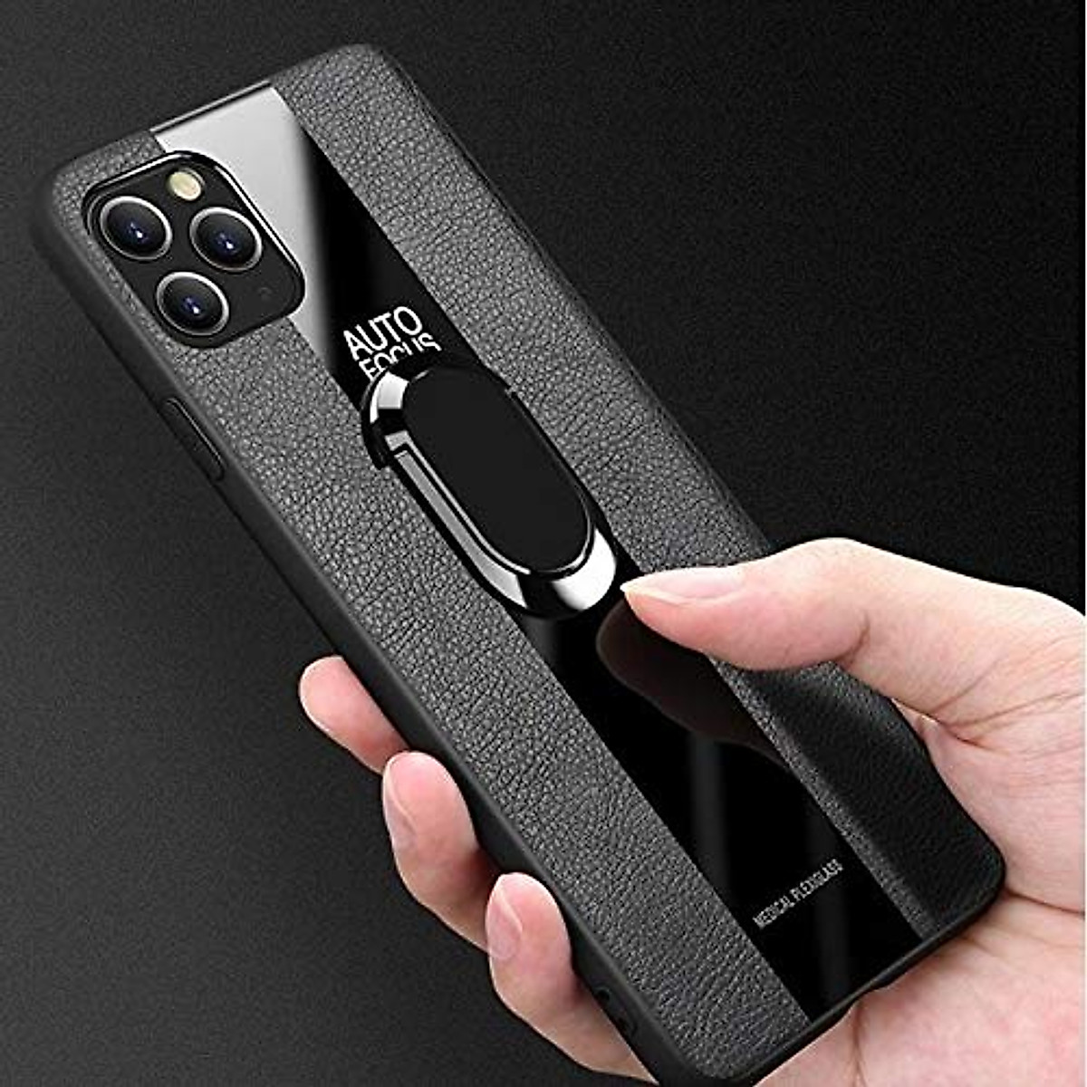 GLOW Co., Ltd. 402-01-01 iPhone 11 Synthetic Leather Case with TPU Ring, Black, Tempered Glass & Stylus