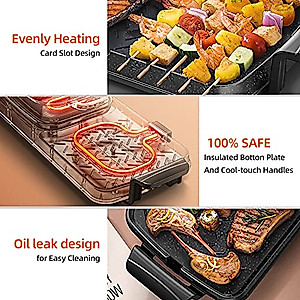 Aoran Electric Hot Pot With Grill,Shabu Shabu Hot Pot Electric Korean BBQ Grill,Smokeless Grill Indoor Electric Pot N Steamer,Party Hotpot 3.5L Multifunctional Pot N Grill Combo