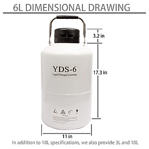 INPANOLS 6L Liquid Nitrogen Dewar, Cryogenic Nitrogen Container Tank with 3 Canisters & Carry Bag