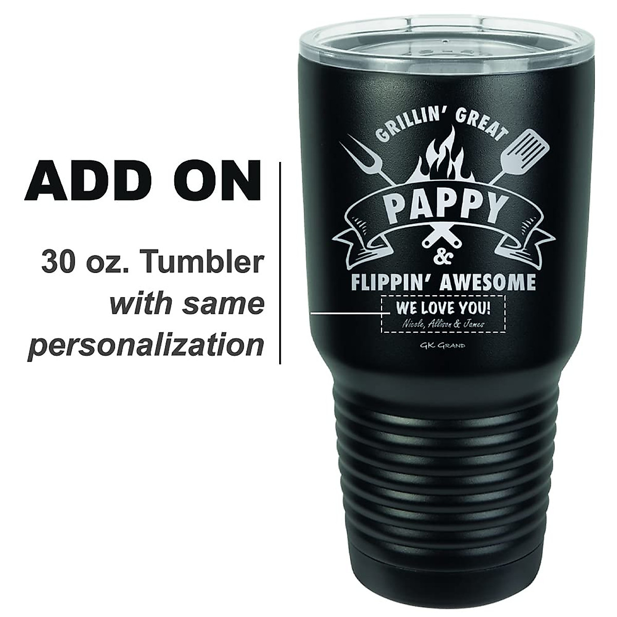 Pappy Gift–PERSONALIZED Bamboo Cutting Board Custom Engraved Grillin Great Flippin Awesome Fathers Day Birthday Christmas Gift Best Pappy Ever Papa Poppop Gifts from Grandkids Grandchildren (8.25x12)