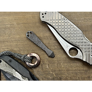 Oil Slick ALIEN engraved Zirconium Dmd CLIP for most Spyderco models