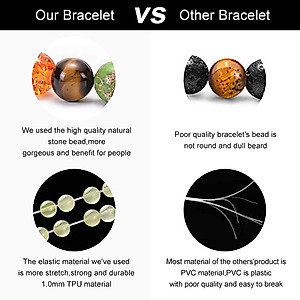 GelConnie Lava Rock Chakra Bracelet 7 Chakra 8mm Natural Stone Healing Bracelet Stress Relief Yoga Beads Anxiety Bracelet Aromatherapy Essential Oil Diffuser Bracelet Bangle