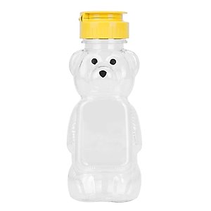 8 Oz Plastic Bear Honey Bottle Jars, Empty Honey Squeeze Bottle with Flip-top Lid for Storing and Dispensing, Yellow (NM003)