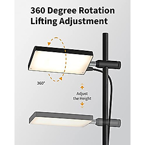 VISDANFO Modern Floor Lamp, 360 Degree Rotation Sky LED Floor lamp Office Lighting, Bright LED Standing Pole Light, Tall Lamps for Living Room,Bedroom,Reading,Study Room (Black)