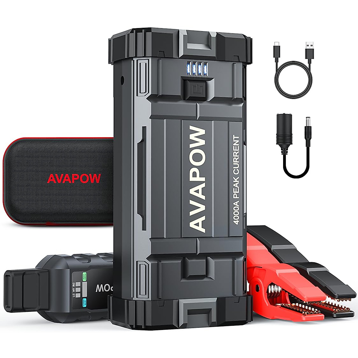 AVAPOW Car Jump Starter, 4000A Peak Battery (for All Gas or Up to 10L Diesel), Portable Booster Power Pack, 12V Auto Jump Box with LED Light, USB Quick Charge 3.0