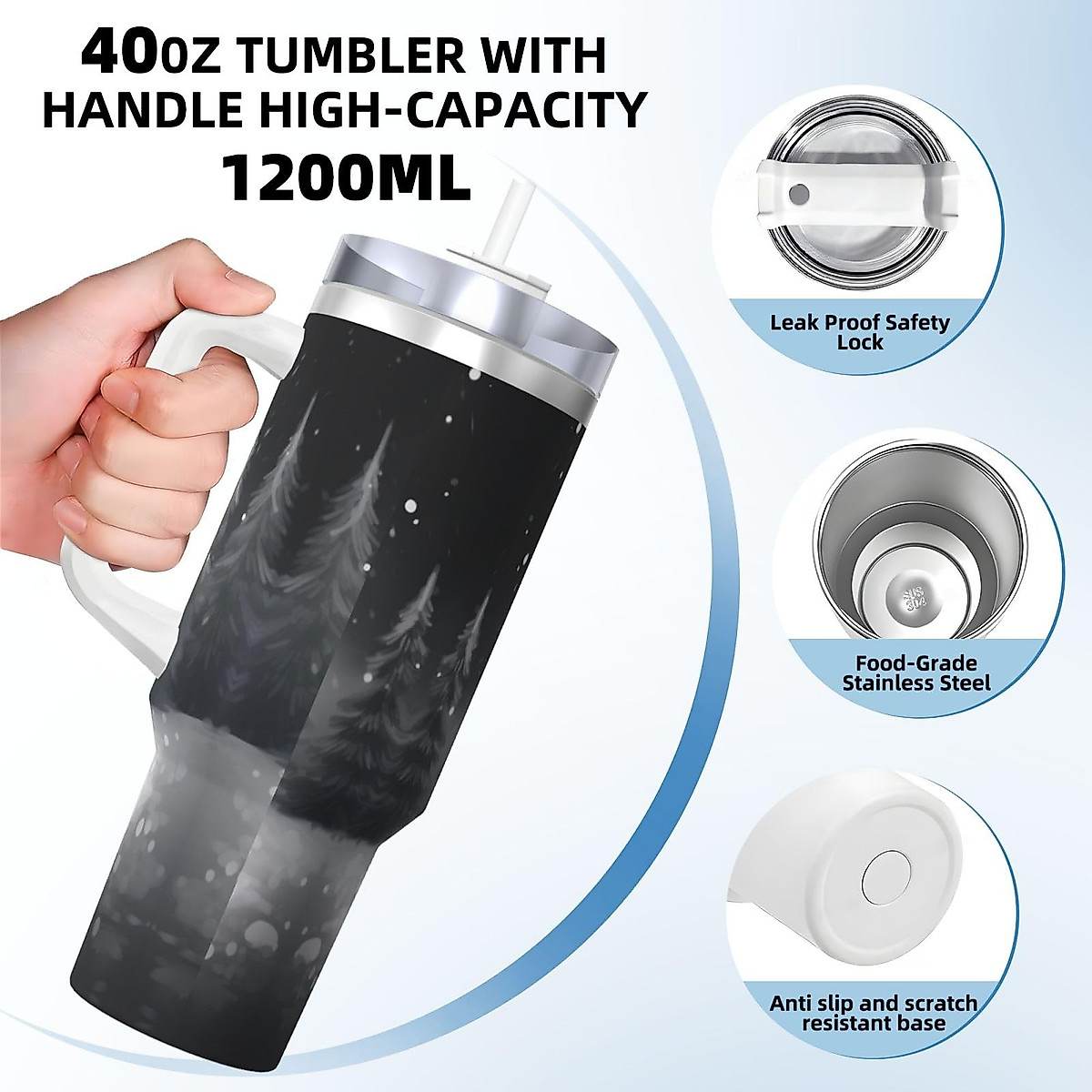 deaokluy 40 OZ Christmas Gnome Ice Bully Cup with Handle Straw Lid, Double Wall Stainless Steel Tumbler Travel Coffee Cup, Happy Christmas Insulation and Cooling Cup for Christmas Birthday Present