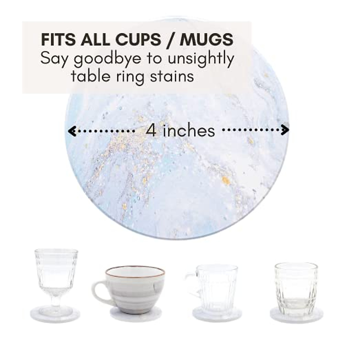 Coasters Set of 6 with Holder, Coffee Table Decor, Coasters for Drinks, Coasters Coffee Table, Coaster Set, Marble Coasters, Drink Coasters, Stone Coasters for Drinks Absorbent…