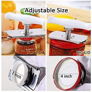 Adjustable jar opener for weak hands Stainless Steel Anti-skid Can Openers Labor-Saving Twist Screw Capping Tool, Fit Seniors, Arthritis, Women, Chilren,Bottle Bottle Opener Keychain Included