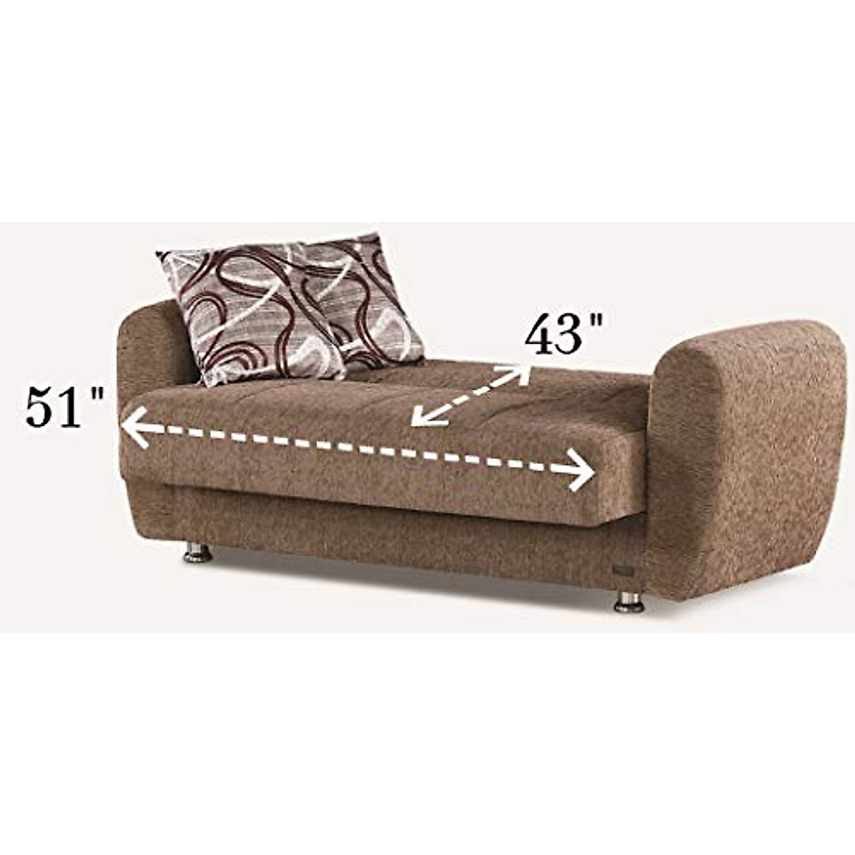 BEYAN Colorado Collection Guest Room Convertible Storage Loveseat with Storage Space, Includes 2 Pillows, Dark Brown
