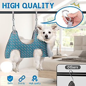 Supet Dog Grooming Hammock Harness for Cats Dogs, Relaxation Pet Grooming Hammock Restraint Dog & Small Animal Leashes Sling fo (Coral Blue, M（ Legs Spacing：9"-12.5" / Max W：50LBS ）)