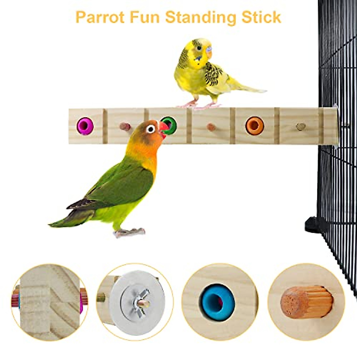 Parrot Bird Wood Perch Platform Corner Stand Shelf for Birds Budgie Parakeet Cockatiel Conure Cockatoo Macaw（F）