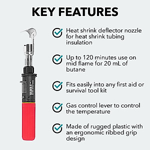 Solder-It Red Ultra Therm Flameless Heat Gun (MJ-950) | Cordless Heat Gun with Wide Nozzle | Heavy Duty with 20 mL Butane Refill Tank | Mini Heat Gun for Crafts, Heat Shrink, and PVC Bending