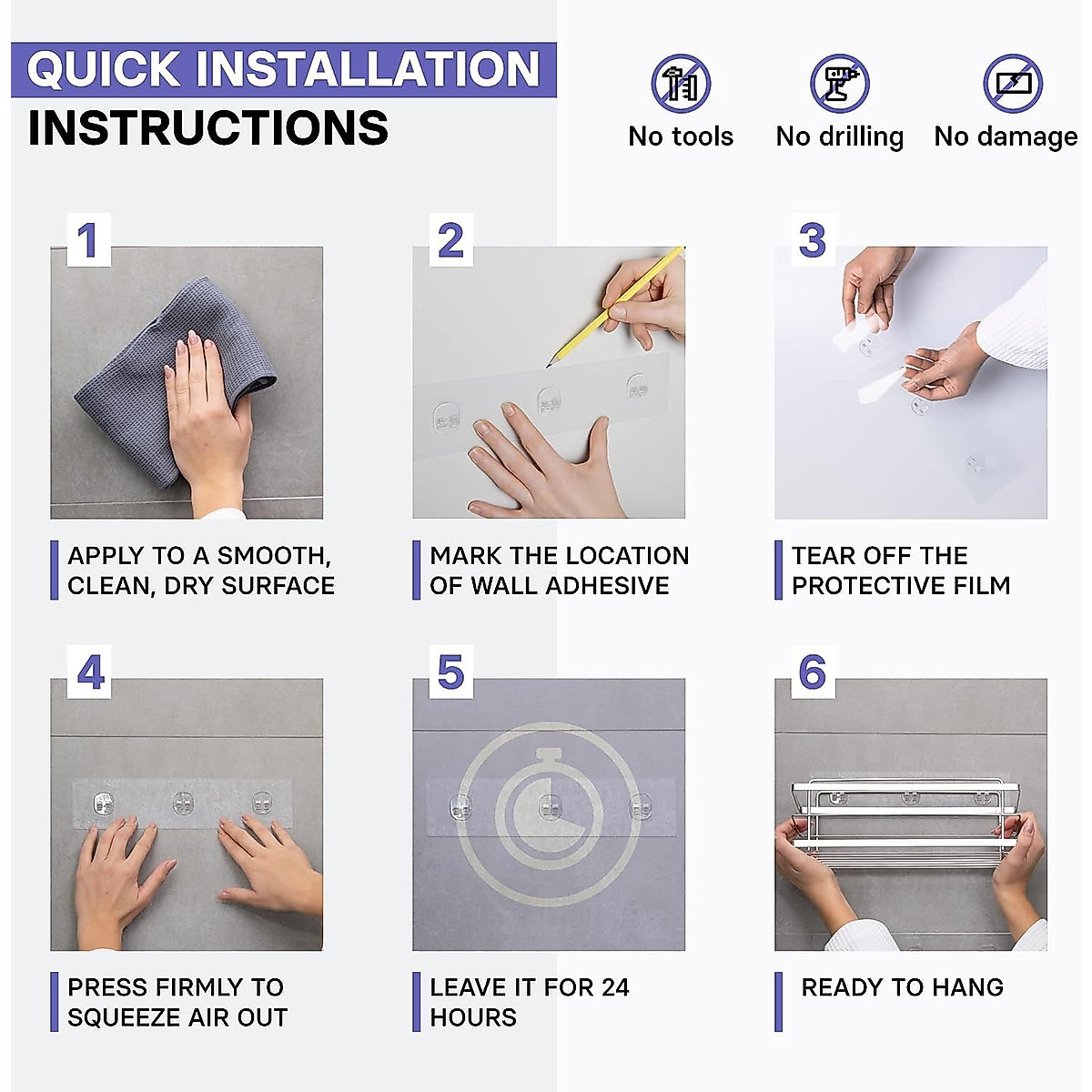 MayDiary 2Pack Clear Shower Caddy Adhesive Replacement,No Drilling,Strong Adhesive Shower Caddy for Shower Shelves Bathroom Storage Organizer and Kitchen Rack