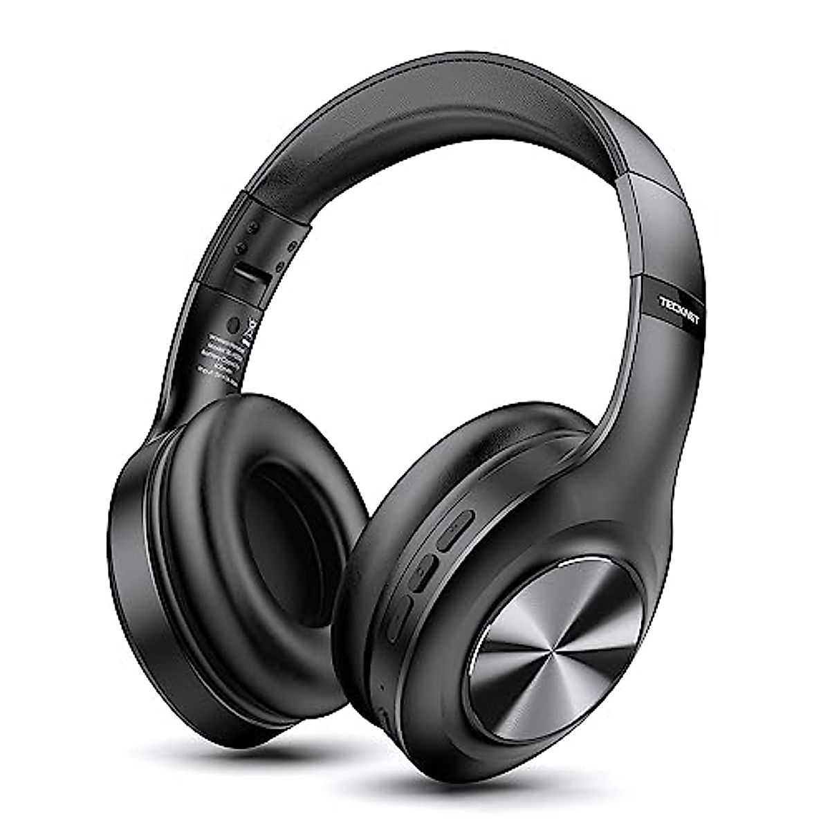 TECKNET Headphones Wireless Bluetooth, 65H Playtime and 3 EQ Modes Over Ear Headphones with Microphone, Memory Foam Ear Cups, Hi-Res Audio, Deep Bass for Home Traver Work PC/Callphones