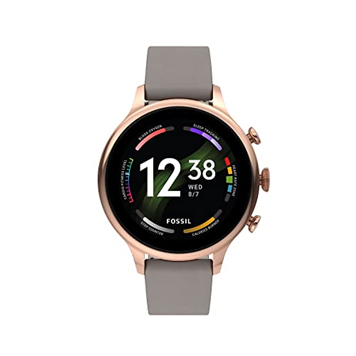 Fossil Unisex Gen 6 42mm Stainless Steel and Leather Touchscreen Smart Watch, Color: Rose Gold, Taupe (Model: FTW6079V)