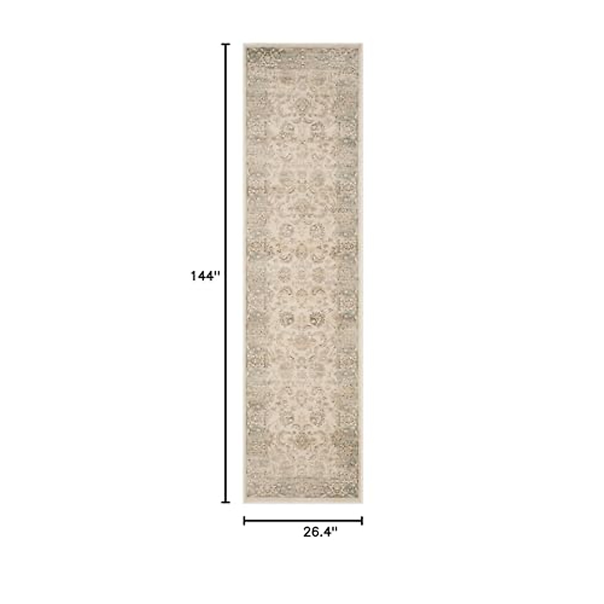 SAFAVIEH Vintage Collection Runner Rug - 2'2" x 12', Ivory & Light Blue, Traditional Distressed Design, Non-Shedding & Easy Care, Ideal for High Traffic Areas in Living Room, Bedroom (VTG571A)