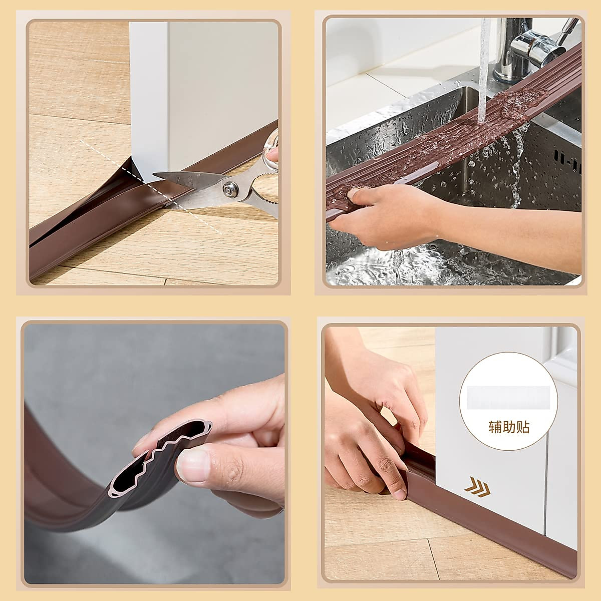 Under Door Draft Stopper 37 Inch Bottom-of-Door Soundproofing, Door Draft Stopper Weather Stripping Window Breeze Blocker Adjustable Door Sweeps,Stripping Noise Blocker Window Breeze Blocker (Brown)