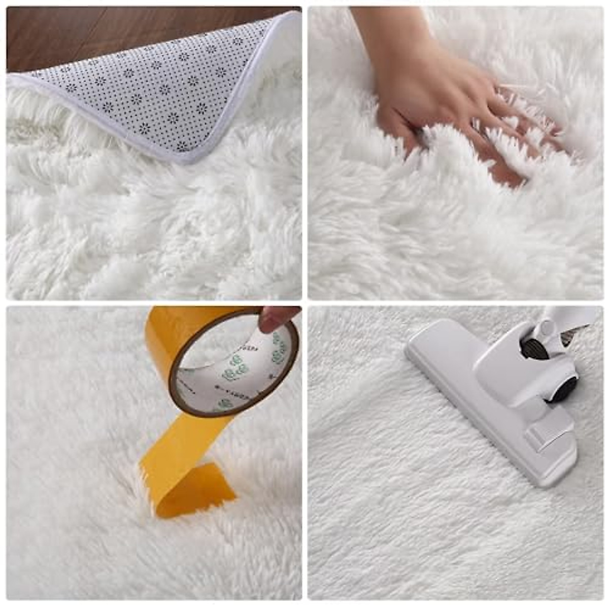 Zacoo Runner Rug for Bedroom 2x6 Soft Fluffy Area Rugs Shaggy Throw Carpet for Hallway Bedside Non Slip Plush Furry Floor Cover for Entryway Nursery Kids Room Living Room Decor, White