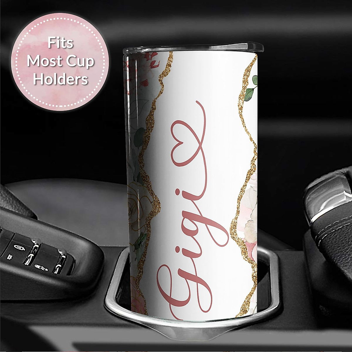 owbgsdh 20 oz Gigi Skinny Tumblers with Lid and Straw, Gigi Stainless Steel Vacuum Insulated Travel Coffee Mug Cup Water Bottle, Gigi Birthday Gifts for Grandmother