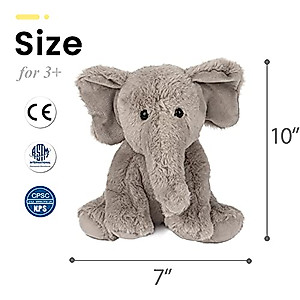 Easfan Elephant Stuffed Animal Adorable Cuddly Soft Plush Toy Adorable Room Decoration Elephant Stuff Birthday Holiday for Kids Boys Girls Gray, 10''
