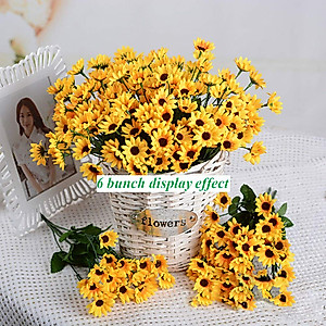 Artfen Artificial Sunflower 6 Bouquet Artificial Flowers Fake Sunflowers Floral Decor Bouquet Home Hotel Office Wedding Party Garden Craft Art Decor 13 inch No Vase