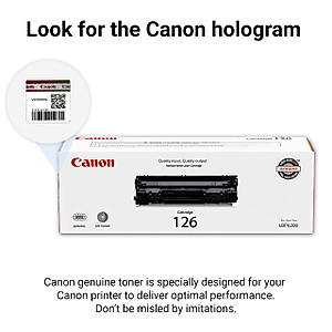 Canon Genuine Toner Cartridge 126 Black (3483B001), 1-Pack, for Canon imageCLASS LBP6200d, LBP6230dw Laser Printers