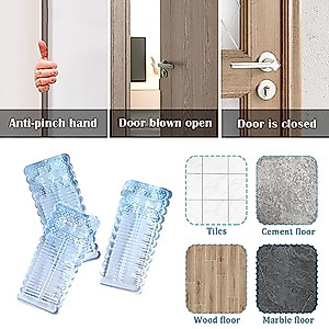BlingKingdom 3pcs Clear Rubber Door Stops Premium Door Wedge Anti Slip Door Stops Silicone Door Wedge Heavy Duty Door Stops Wedge for Tiles Wood and Laminate Floor (Transparent Blue)