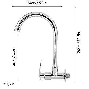 Wifehelper Household Kitchen Faucet Single Cold Wall-Mounted Faucet Tap G1/2in Rotate (Without Hose)