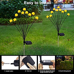Solar Garden Lights,2 Pack 10LED Solar Powered Firefly Lights,Vibrant Solar Outdoor Lights,Starburst Swaying Lights,Waterproof Firefly Solar Garden Decorative Lights Yard Patio Pathway Decoration