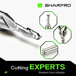 SHARPRO Spiral Upcut Router Bit 1/4 Inch Shank 1/8 Inch Cutting Dia. CNC Up Cut Router Bit Solid Carbide, Ideal for Wood Cutting, Slot Mortise, Engraving