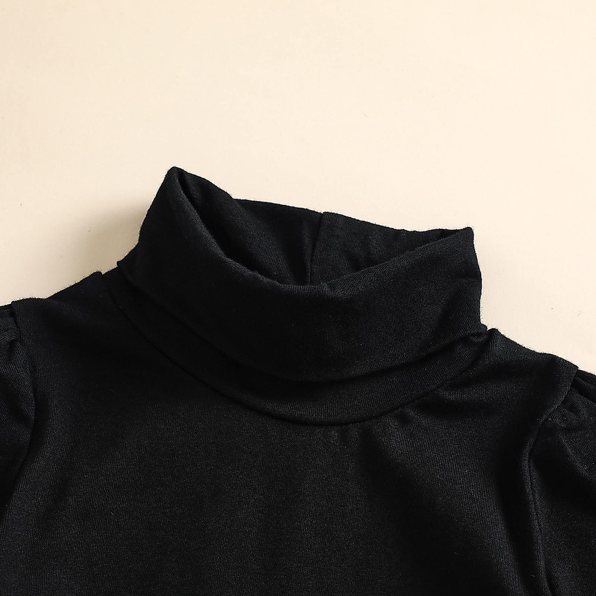 Kupretty Toddler Baby Girl Fall Winter Clothes Turtleneck Solid Knit Pullover Tops Plaid Button A-Line Skirts Set Outfits (Black Plaid Skirt Set, 3-4T)