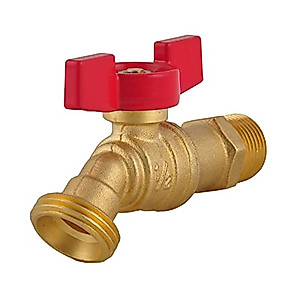 Male Hose Bibb 1/2" MIP X 3/4" MHT with 1/4 Turn Shut Off with T-Handle (2-Pack)