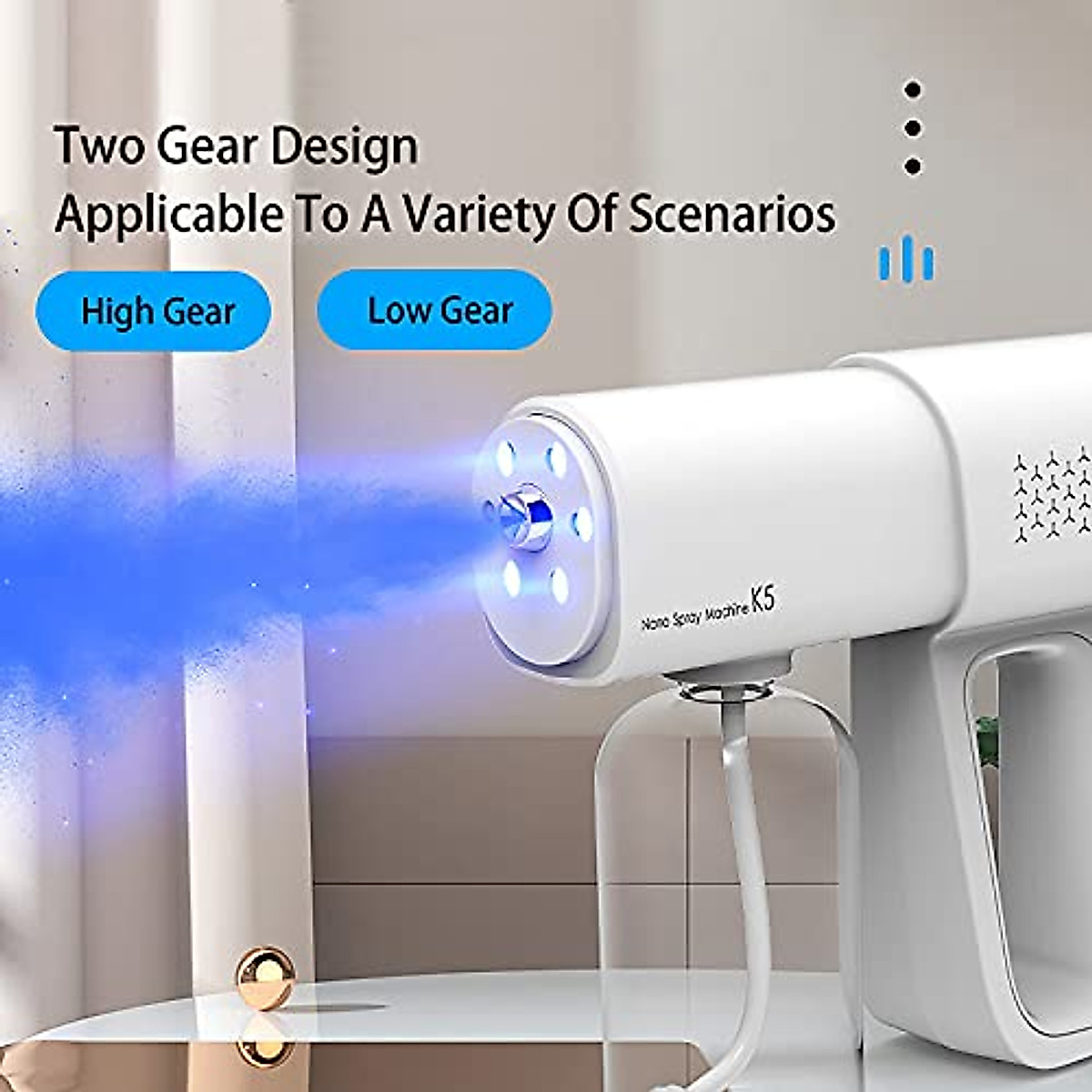 Handheld Steam Fogger Sprayer Gun Spray Machine Nano Electric Sanitizing Atomizer, Light Portable Cordless Intelligent Rechargeable Sterilizek For Home,Office,School,Garden, Indoor And Outdoor (White)