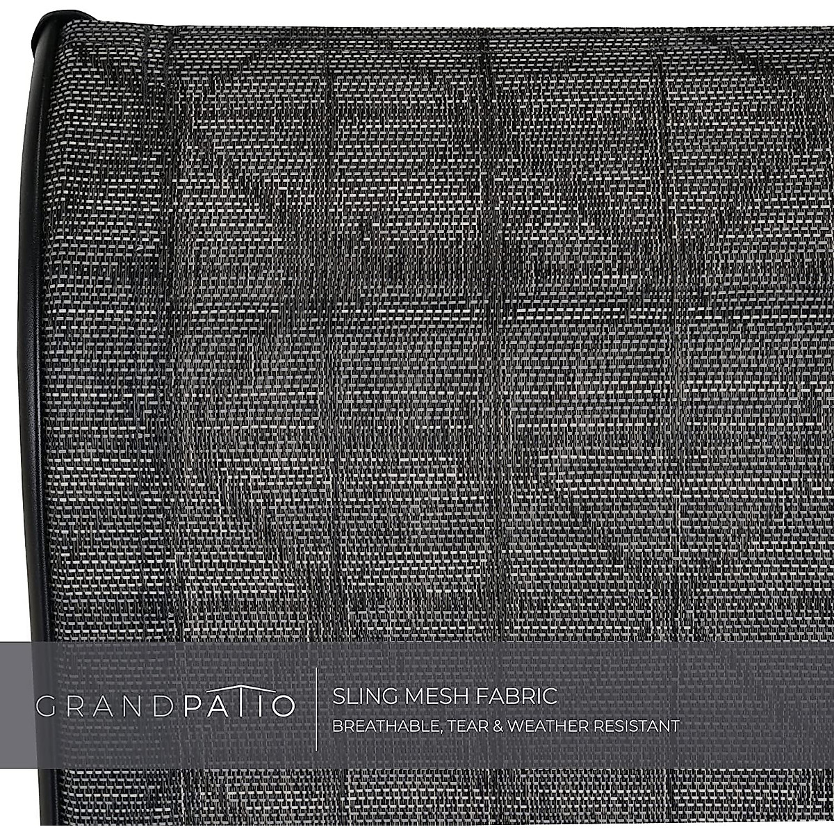 Grand patio Outdoor Dining Set for 6, Patio Dining Set with 6-Piece Mesh Sling Rocking Chairs, 1-Piece Large Rectangular Woodgrain Dining Table with Umbrella Hole, Black & Grey Plaid