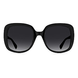 Kate Spade New York Women's Wenona/G/S Square Sunglasses, Black/Gray Shaded, 56mm, 22mm