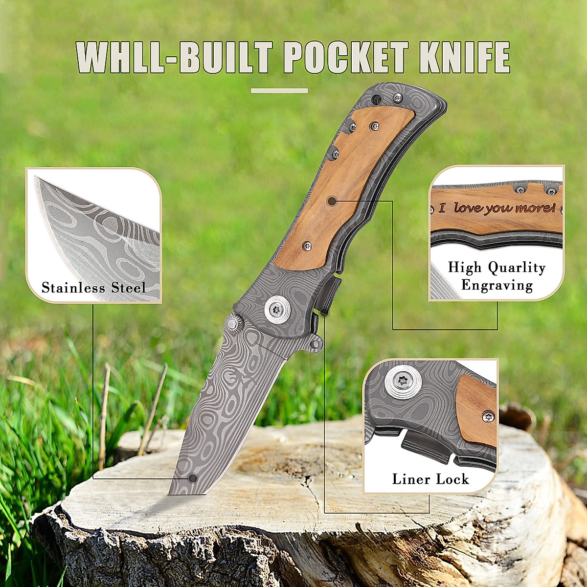 Corfara Engraved Tactical Assisted Opening Pocket Knife, Gifts for Men Anniversary, Valentines Day Gifts for Him, Personalized Husband Gifts, Boyfriend Birthday Gifts, Love You Gifts