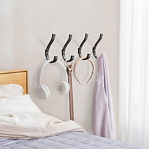 jockcaras Large Wall Hooks for Hanging Coat/Backpack - 5.4'' Huge 40LBS Heavy Duty Hanger Wall Mount Screw in, for Towel, Closet, Robe, Bag, Outdoor, Black 4 Pack