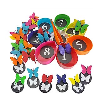 Skoolzy Butterfly Color Sorting 75 Piece Toys_and_Games Set, Counting Learning Activities for Toddlers & Preschool Educational Toys for oddler, Preschool, Kindergarten, 1st Grade Includes ebook