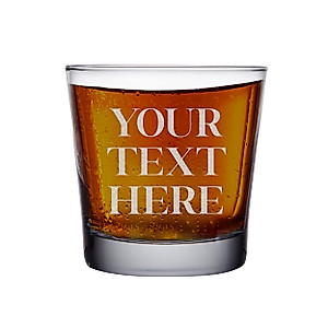TEEAMORE Personalized Rocks Old Fashioned Cocktail Glass Add Your Text Etched Whiskey Glasses Gift Customization 9oz