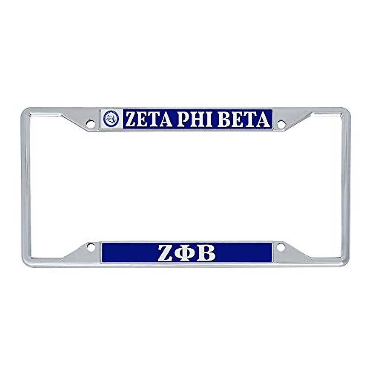 Zeta Phi Beta Sorority Crest Seal Metal License Plate Frame for Front or Back of Car Officially Licensed (Crest LP Frame)