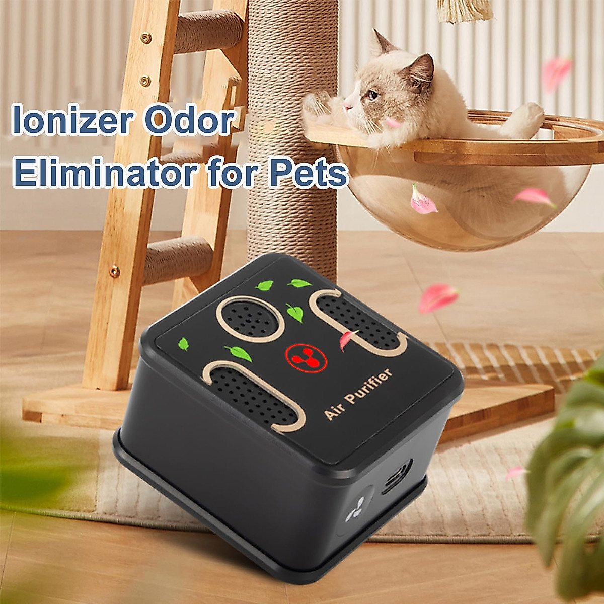 KLVEU Ionizer Odor Eliminator Machine, Air Ionizer Purifier for home Portable and Quiet Ion Air Purifier for Bedroom Toilet Kitchen Pets Smoke and Car(1PCS), small, black-1, CYJ-3IN1