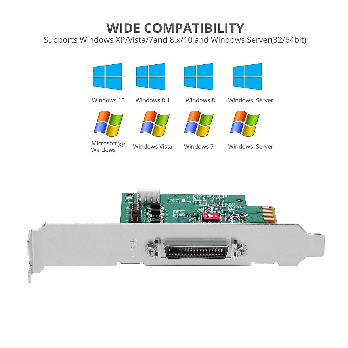 SIIG DP CyberSerial 4S PCIe, 16550 UART, Baud Rates up to 921Kbps, PCIe 2.0 x1 to 4X RS-232 Male 9-pin DB9, RS-232 5V or 12V Power, ASIX AX99100 Chipset, Dual-Profile,TAA Compliant JJ-E40011-S5